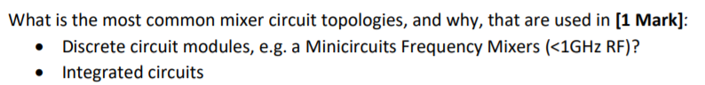 Solved What is the most common mixer circuit topologies, and | Chegg.com