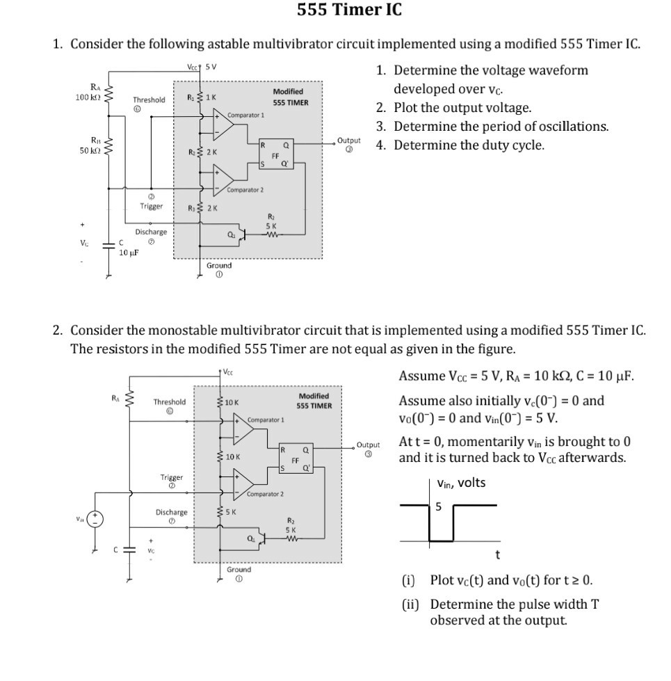 Solved 555 Timer IC 1. Consider the following astable | Chegg.com