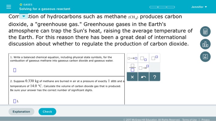 Solved GASES Solving for a gaseous reactant Jennifer Com | Chegg.com
