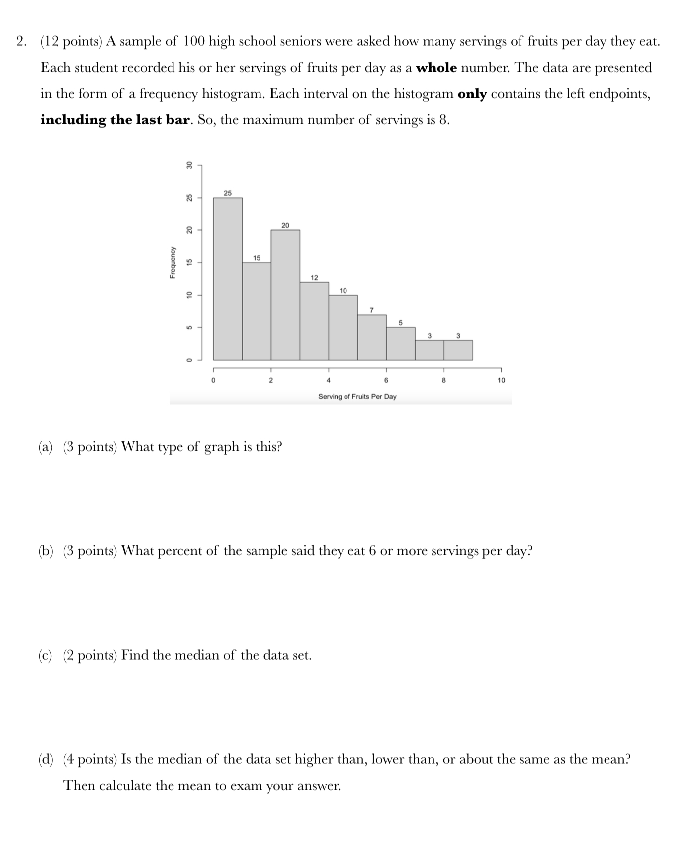 Solved 2. (12 points) A sample of 100 high school seniors | Chegg.com