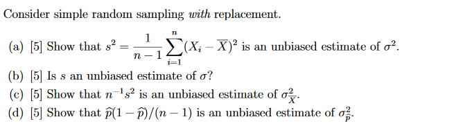 Solved Consider simple random sampling with replacement. TL | Chegg.com