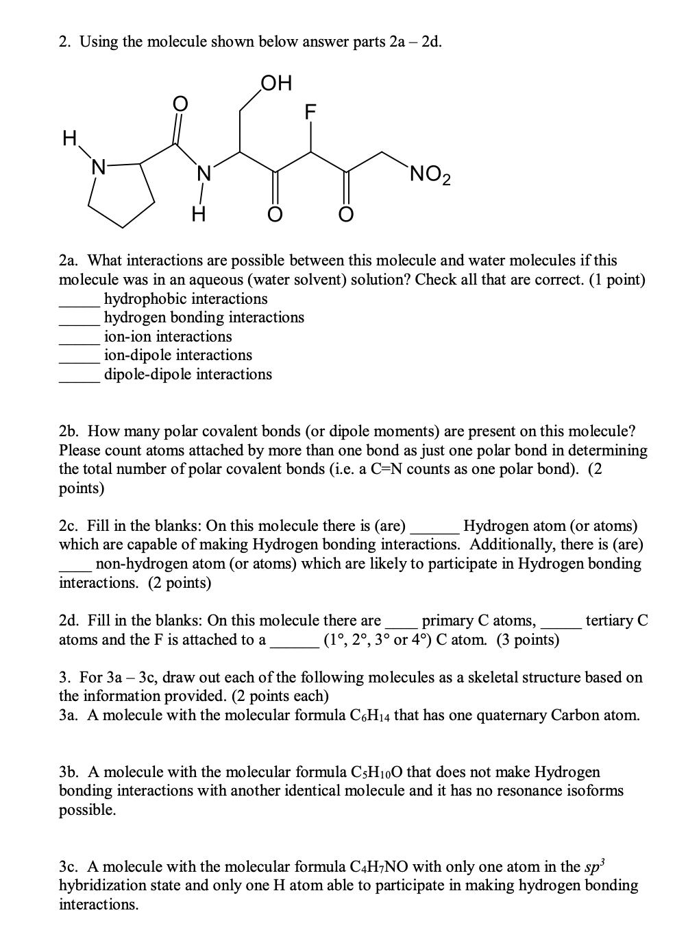 Solved 1. For each molecule in questions 1a&1 b do the | Chegg.com