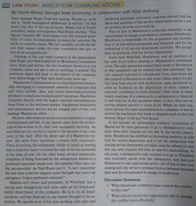 Solved CASE STUDY: MAELSTROM COMMUNICATIONS By Daniel Robey, | Chegg.com