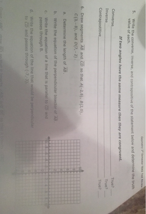 Solved 19 TEKS Test s. Write the converse, inverse, and | Chegg.com