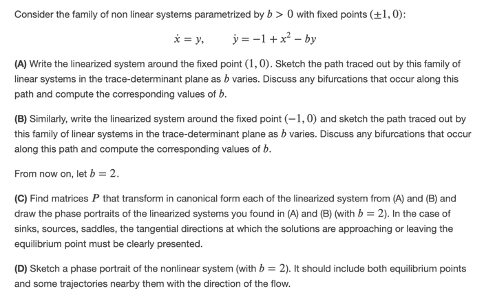 Solved Consider the family of non linear systems | Chegg.com