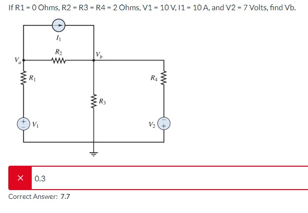 Solved If R1=0 Ohms, R2=R3=R4=2Ohms,V1=10 V,I1=10 A, and V2 | Chegg.com