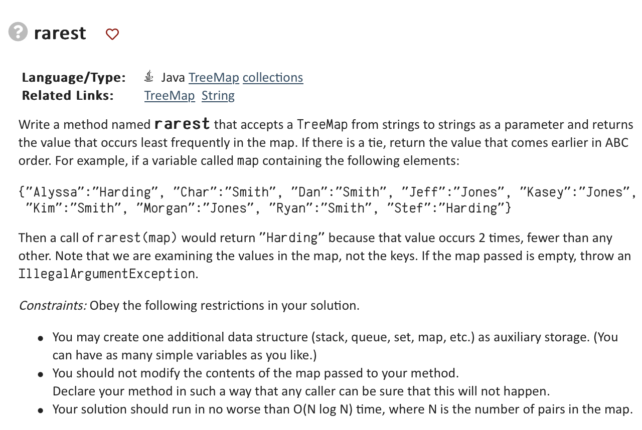 Solved Language/Type: \$ Java TreeMap collections Related | Chegg.com