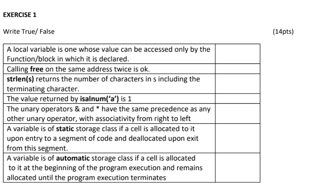 Solved Write True/ False (14pts) | Chegg.com