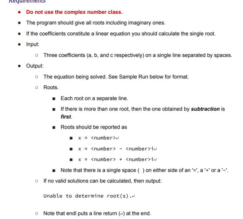 Solved Do Not Use The Complex Number Class The Program