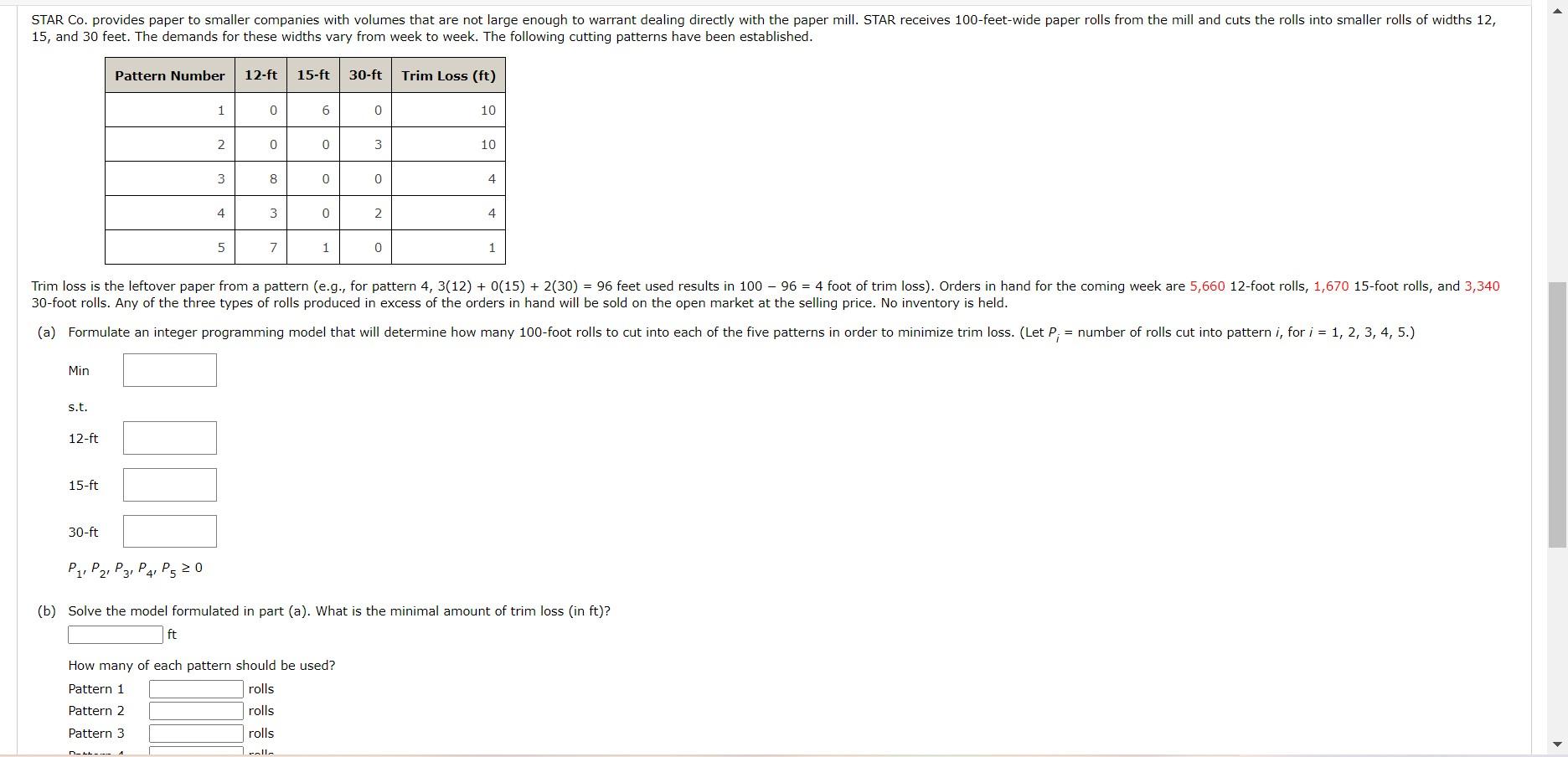 Solved 30 -foot rolls. Any of the three types of rolls | Chegg.com