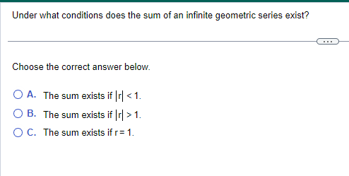 Solved Under what conditions does the sum of an infinite | Chegg.com