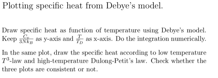 Solved Plotting specific heat from Debye's model. Draw | Chegg.com