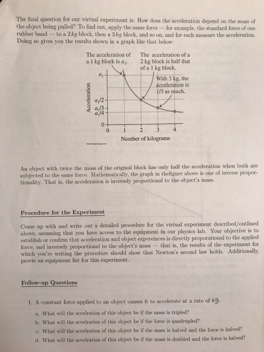 Solved Newton's 2nd Law Virtual Experiment This activity | Chegg.com