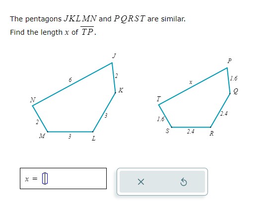 Solved The pentagons JKLMN and PQRST are similar. Find the | Chegg.com
