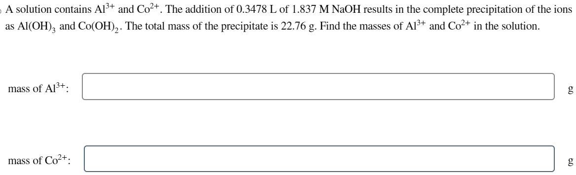 Solved A solution contains Al3+ and Co2+. The addition of | Chegg.com
