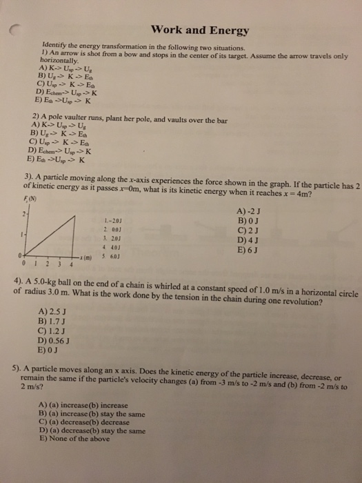 Solved Work and Energy Identify the energy transformation in | Chegg.com