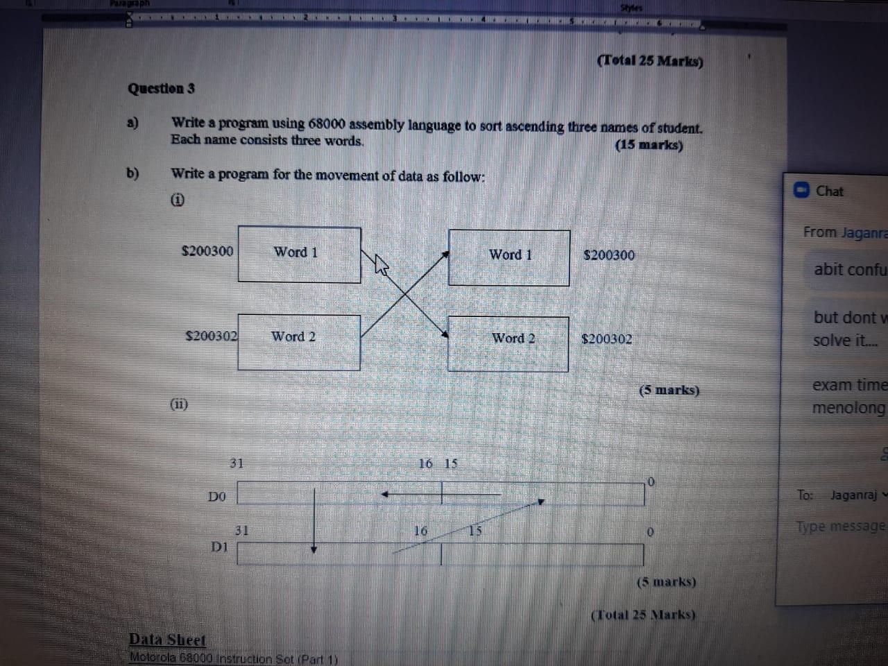 Solved She (Total 25 Marks) Question 3 a) Write a program | Chegg.com
