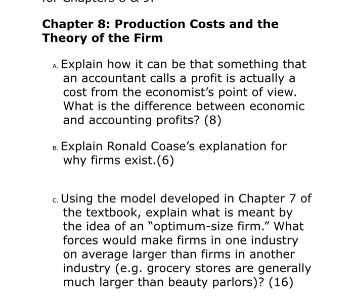 Solved Chapter 8 Production Costs And The Theory Of The