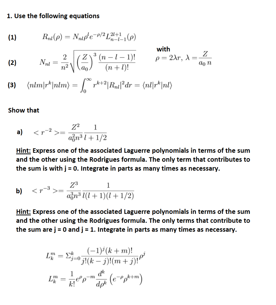 Solved 1. Use the following equations (1) Rni(p) = | Chegg.com
