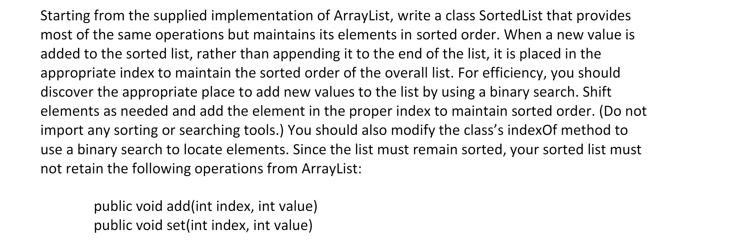 Java Here Is The Provided Arraylist Class Class 