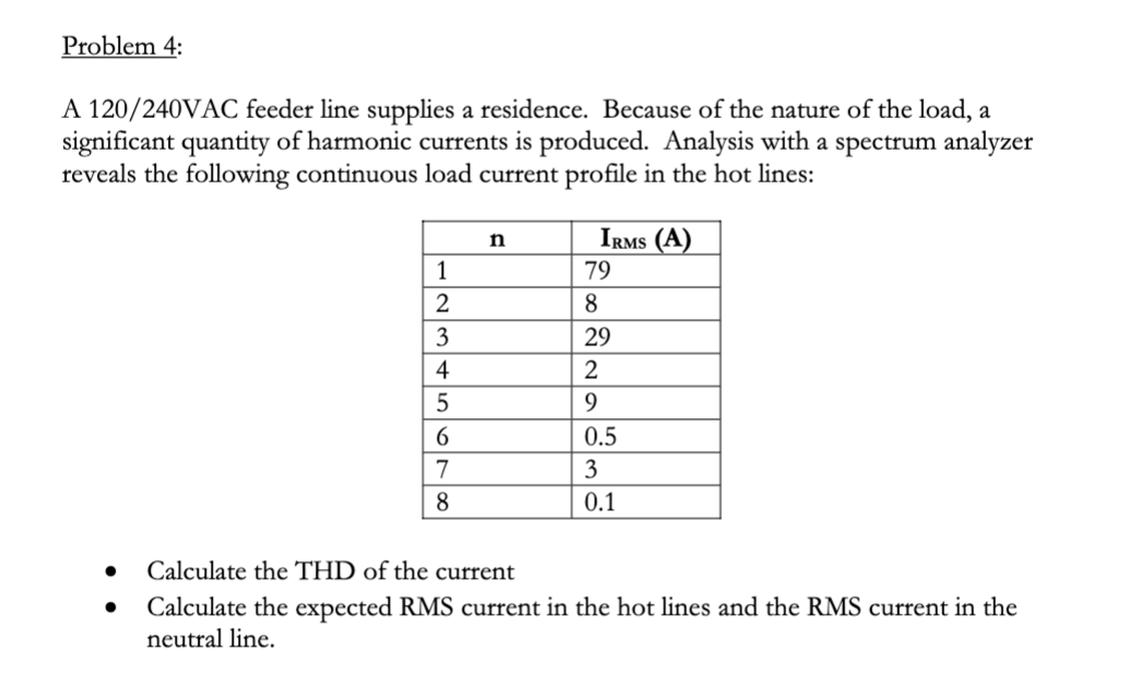 Solved Problem 4: A 120/240VAC feeder line supplies a | Chegg.com