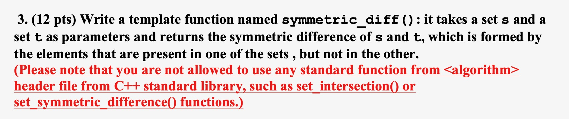 3. (12 pts) Write a template function named | Chegg.com