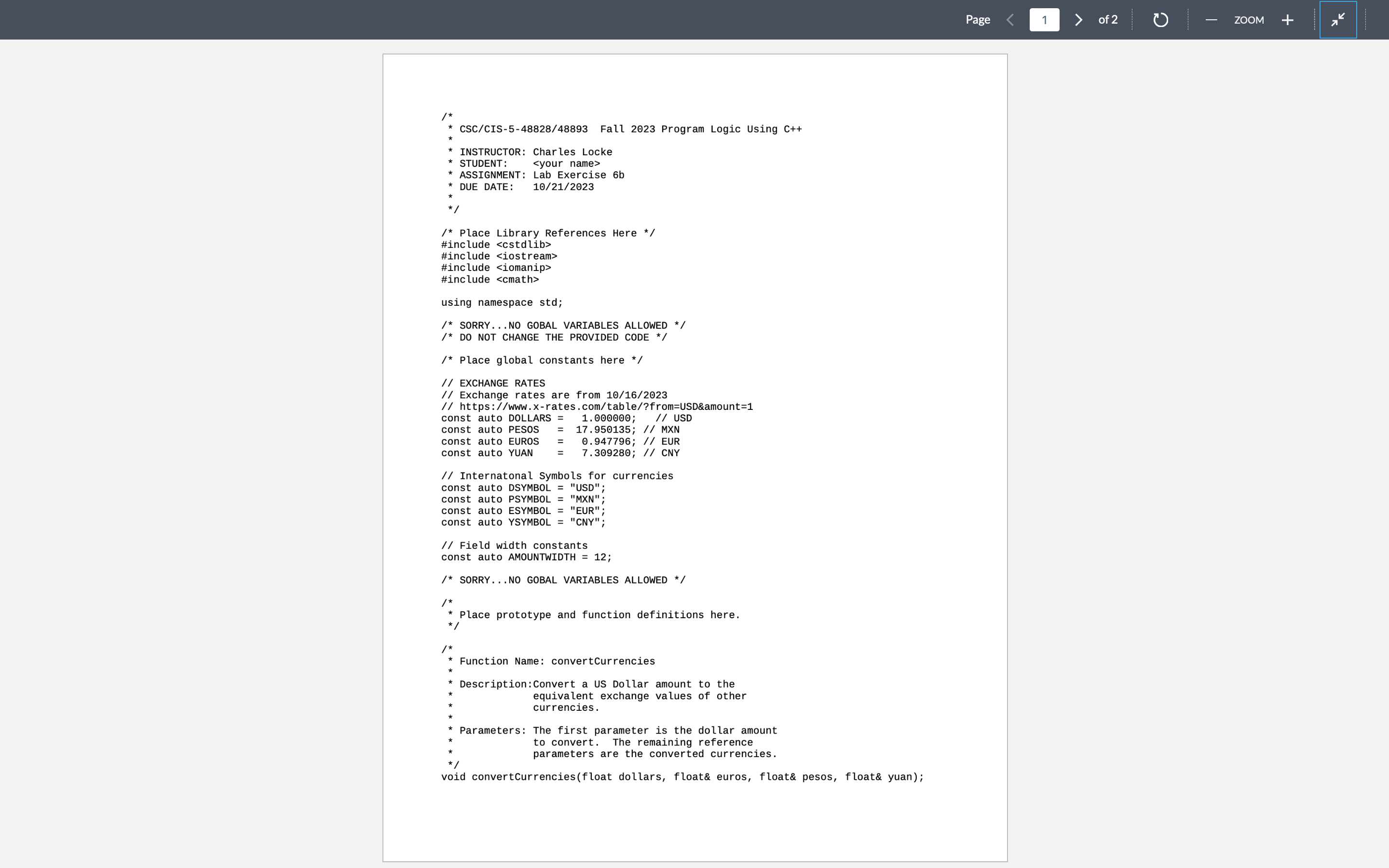 Solved /* * cSC/CIS-5-48828/48893 Fall 2023 Program Logic | Chegg.com