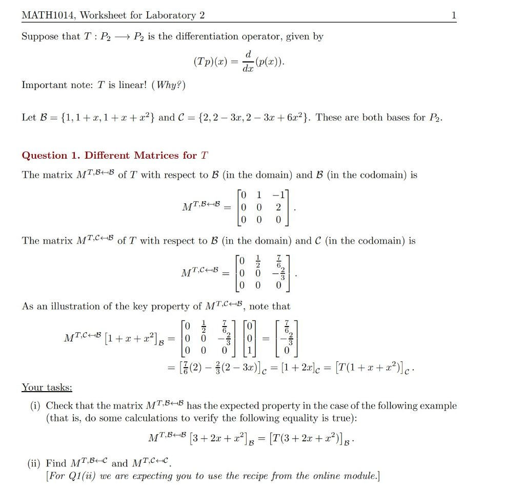 Solved MATH1014, Worksheet for Laboratory 2 1 Suppose that | Chegg.com
