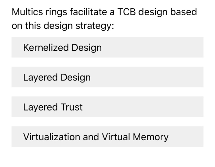 Solved Multics rings facilitate a TCB design based on this | Chegg.com