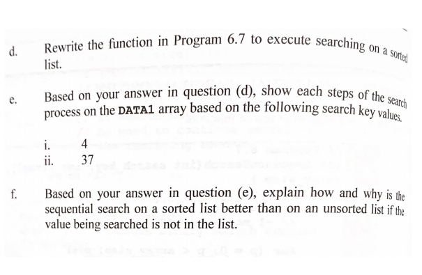 Solved 67 is a sequential search function. int | Chegg.com