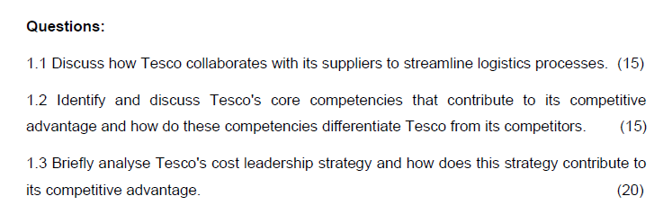 Solved Questions:1.1 ﻿Discuss how Tesco collaborates with | Chegg.com