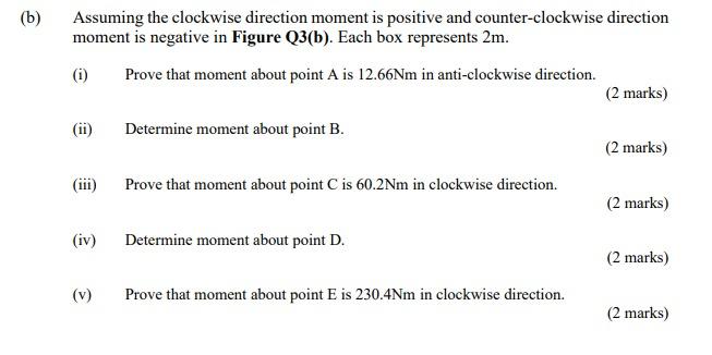 Solved (b) Assuming the clockwise direction moment is | Chegg.com