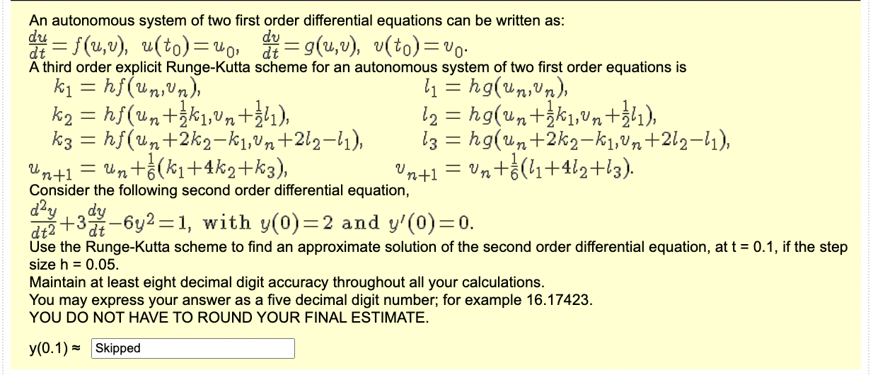 Solved An autonomous system of two first order differential | Chegg.com