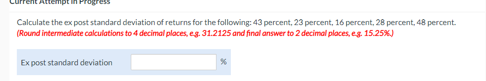 Solved Calculate the ex post standard deviation of returns | Chegg.com