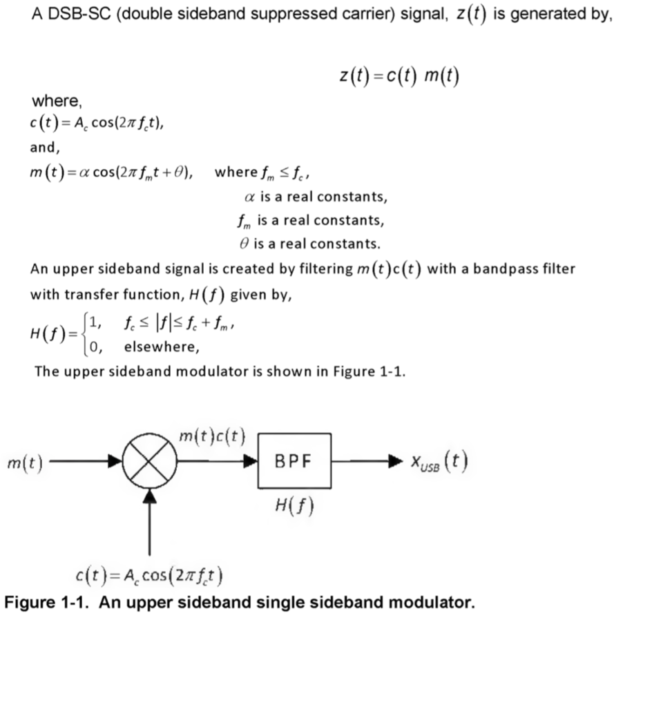 Solved A DSB-SC (double sideband suppressed carrier) signal, | Chegg.com