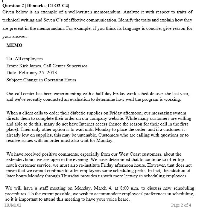 Solved Question 2 [10 marks, CLO2-C4] Given below is an | Chegg.com