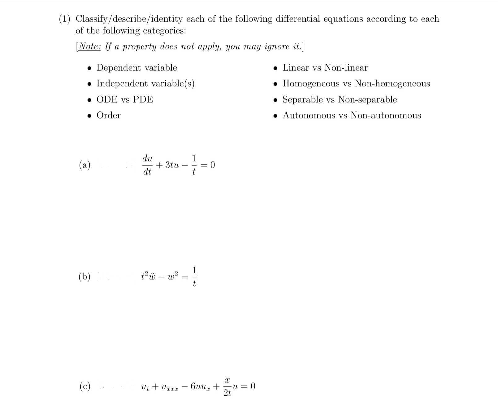 Solved (1) Classify/describe/identity each of the following | Chegg.com