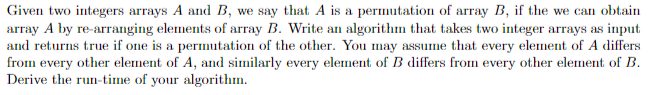 Solved Given two integers arrays A and B, we say that A is a | Chegg.com