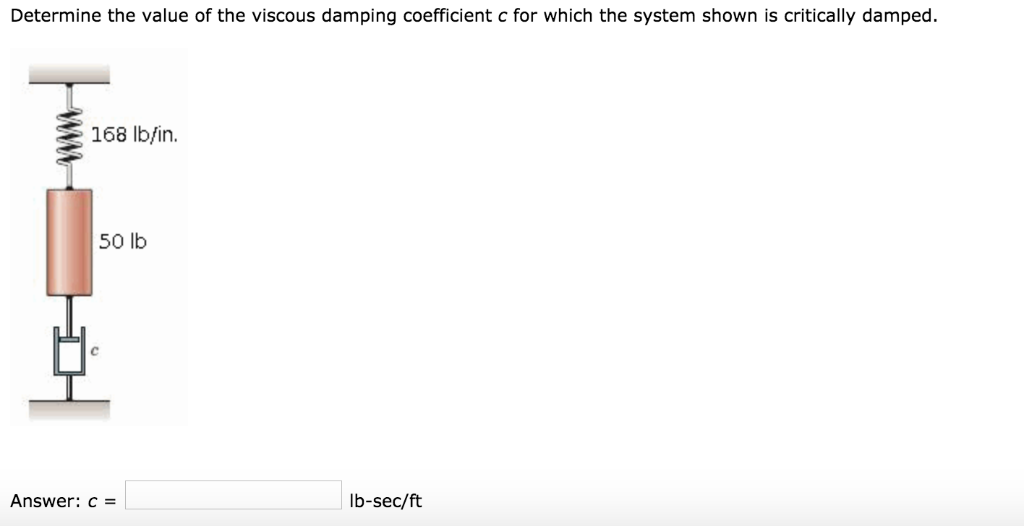 Solved Determine the value of the viscous damping | Chegg.com