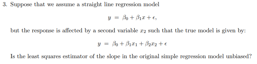Solved 3. Suppose that we assume a straight line regression | Chegg.com