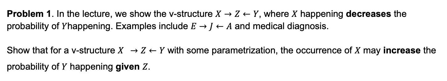 Solved Problem 1. In the lecture, we show the v-structure | Chegg.com
