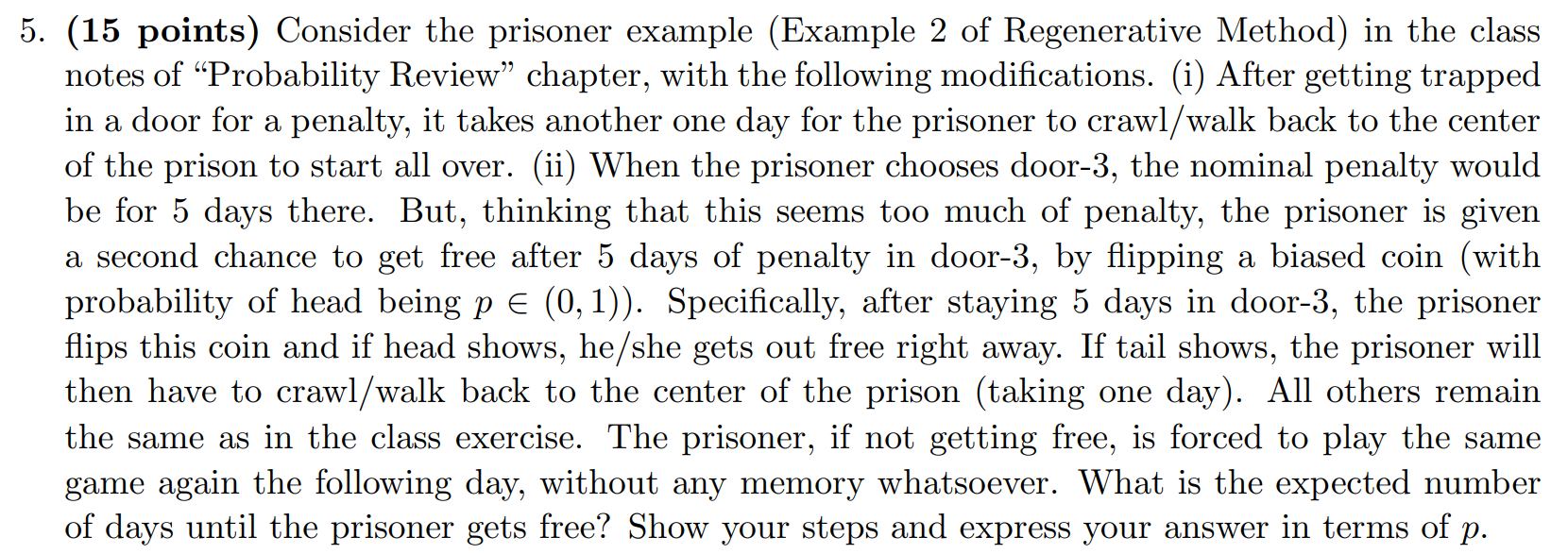 5. (15 points) Consider the prisoner example (Example | Chegg.com
