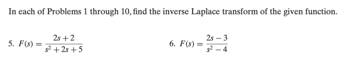 Solved In each of Problems 1 through 10, find the inverse | Chegg.com