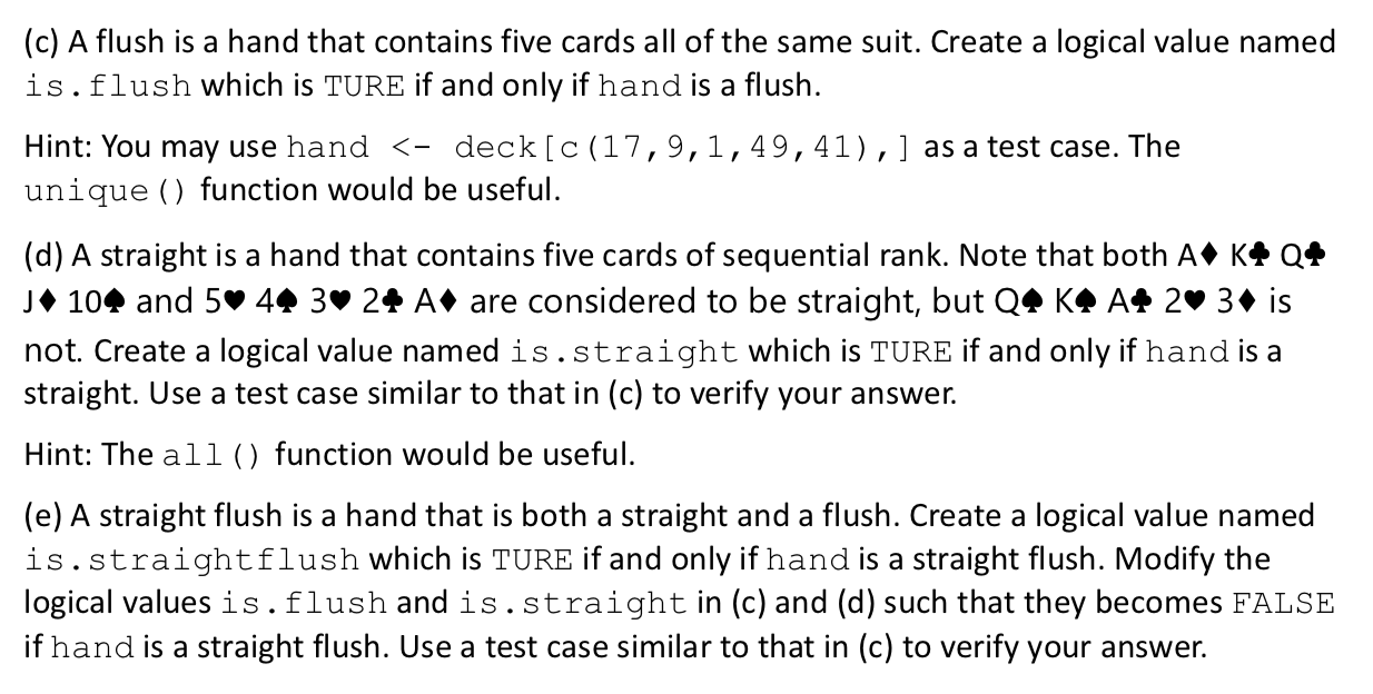 Solved 3. A standard deck of playing cards can be created in | Chegg.com