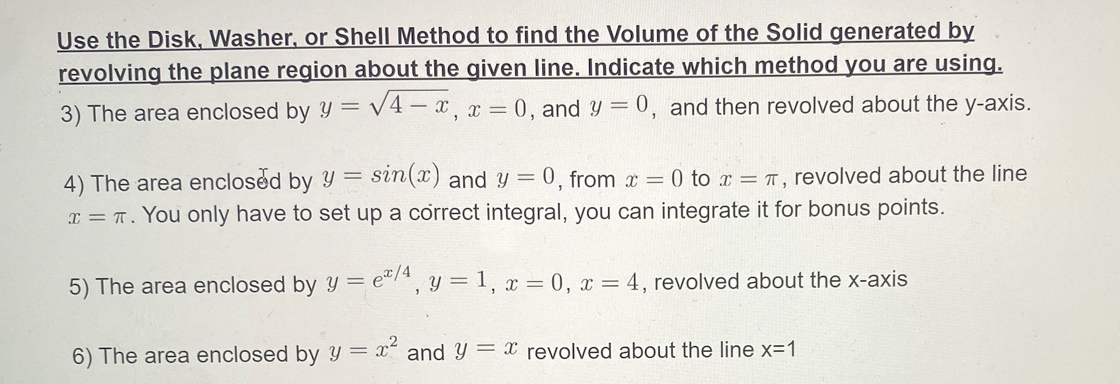 Solved Use the Disk, Washer, or Shell Method to find the | Chegg.com