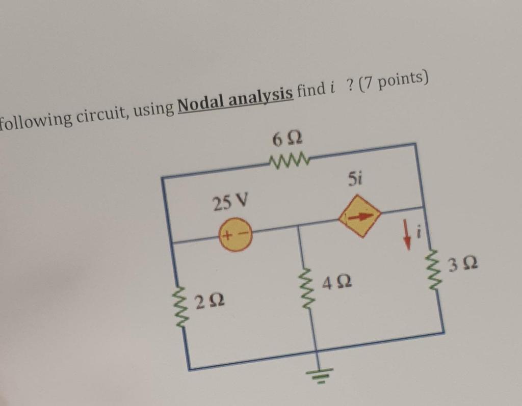Solved Oollowing circuit, using Nodal analysis find i ? (7 | Chegg.com