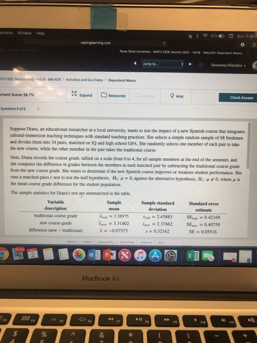 Solved kmarks Window Help 6钅令62% Sun 11:36 P ’ com Texas | Chegg.com