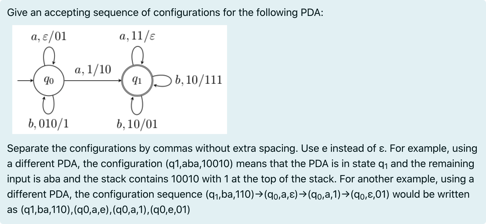 Solved Give an accepting sequence of configurations for the | Chegg.com
