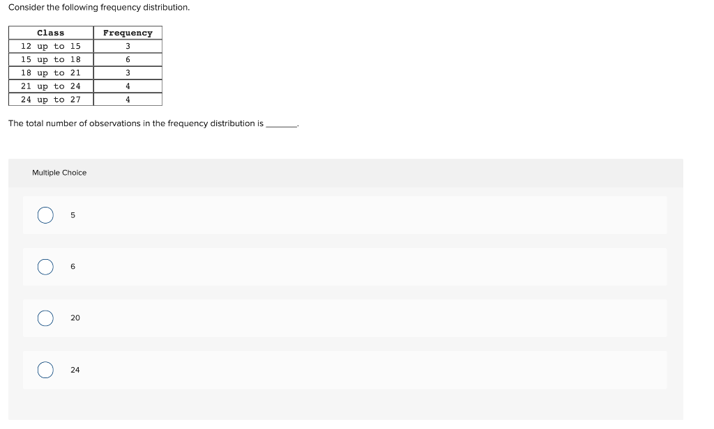 Solved Consider the following frequency distribution. class | Chegg.com
