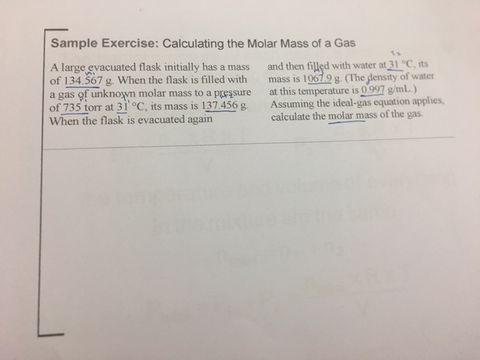 Solved Sample Exercise: Calculating the Molar Mass of a Gas | Chegg.com
